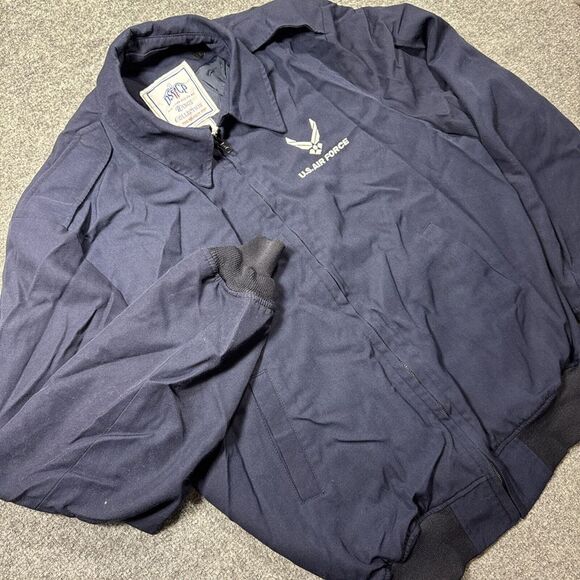 Jackets & Coats | Us Air Force Jacket Mens 44 Xl Blue Full Zip Bomber ...